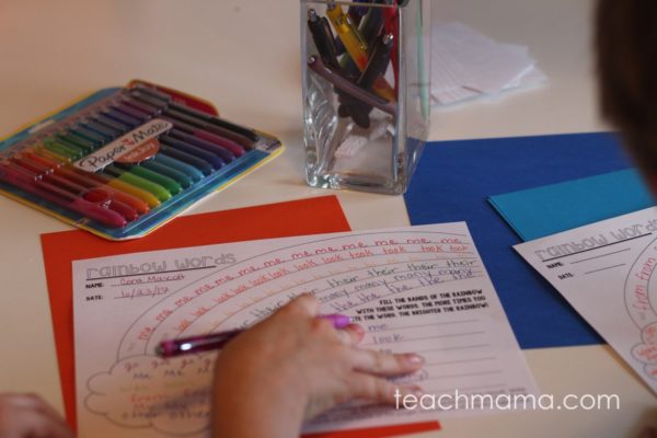 rainbow words: free sight word printable