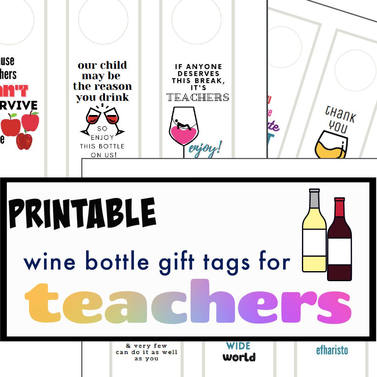 wine bottle gift tags for teachers