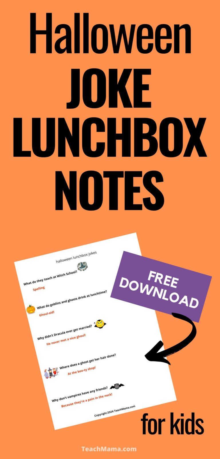 Halloween Joke Lunchbox Notes