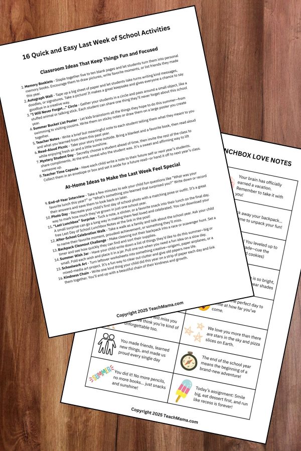 16 Quick and Easy Last Week of School Activities