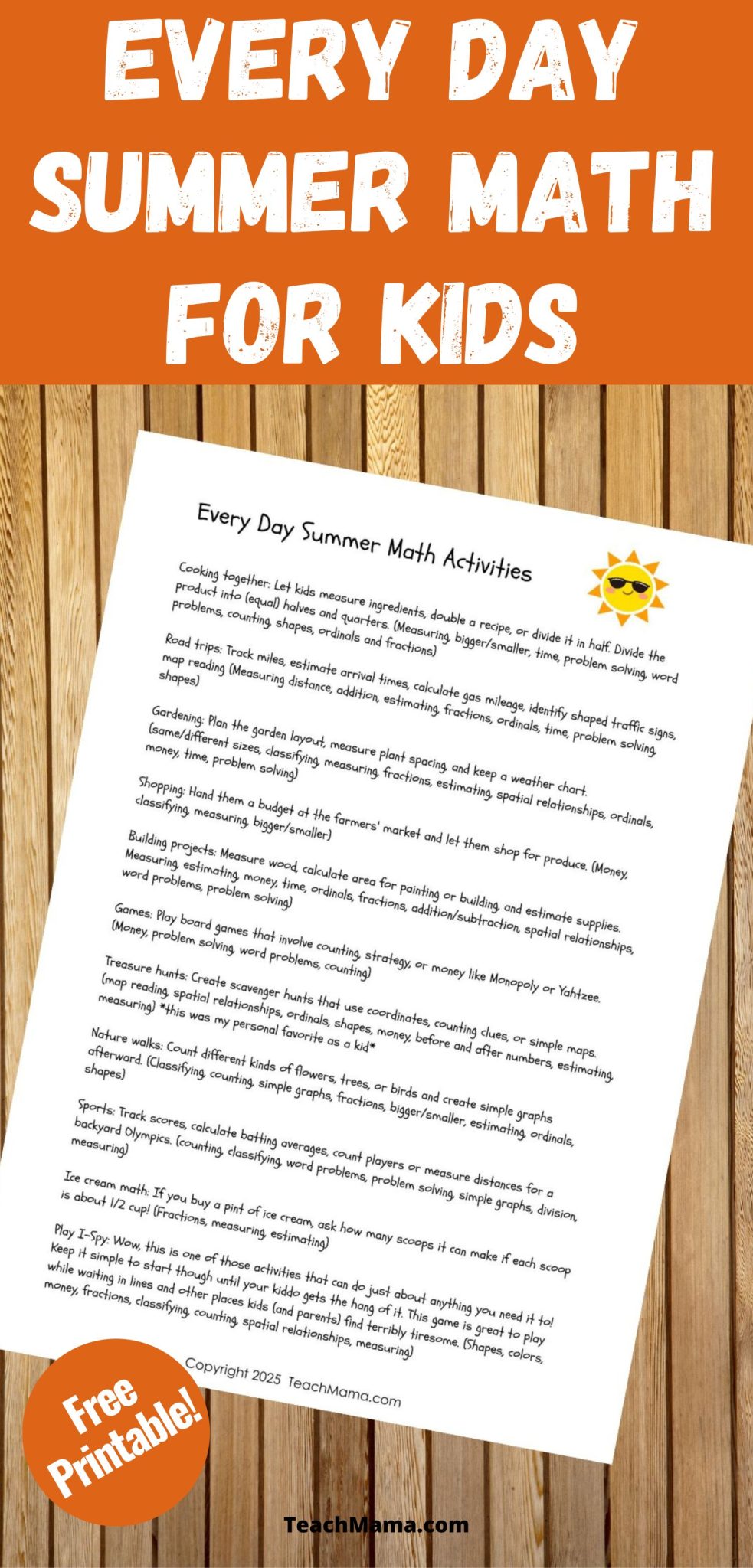 Every Day Summer Math Activities - Teach Mama